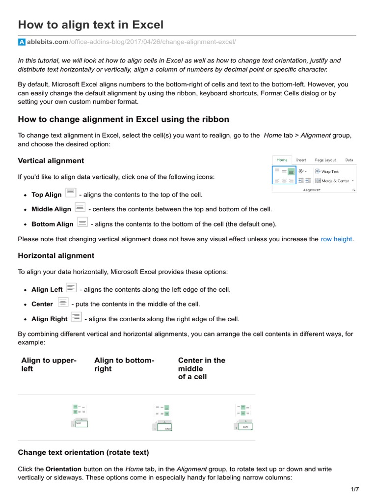 Align Text in Excel | PDF | Microsoft Excel | Keyboard Shortcut