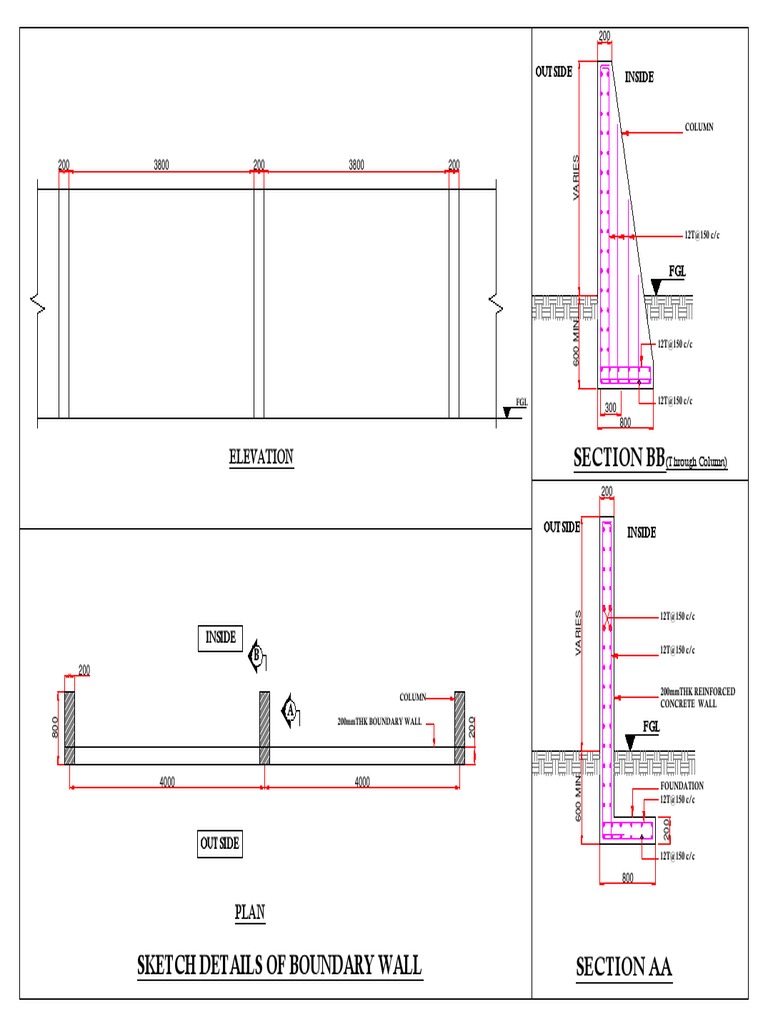 Boundary Wall Construction Details | PDF | Building | Architectural Design