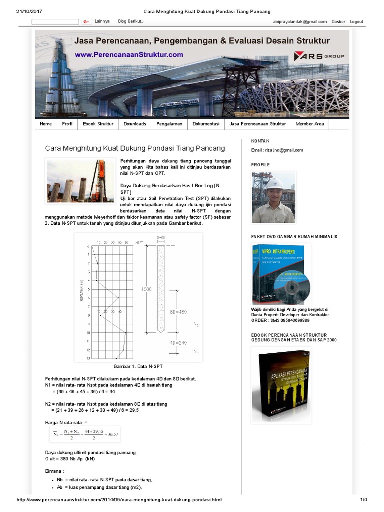 Cara Menghitung Kuat Dukung Pondasi Tiang Pancang | PDF