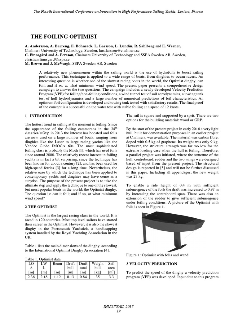 03 The Foiling Optimist | PDF | Drag (Physics) | Lift (Force)