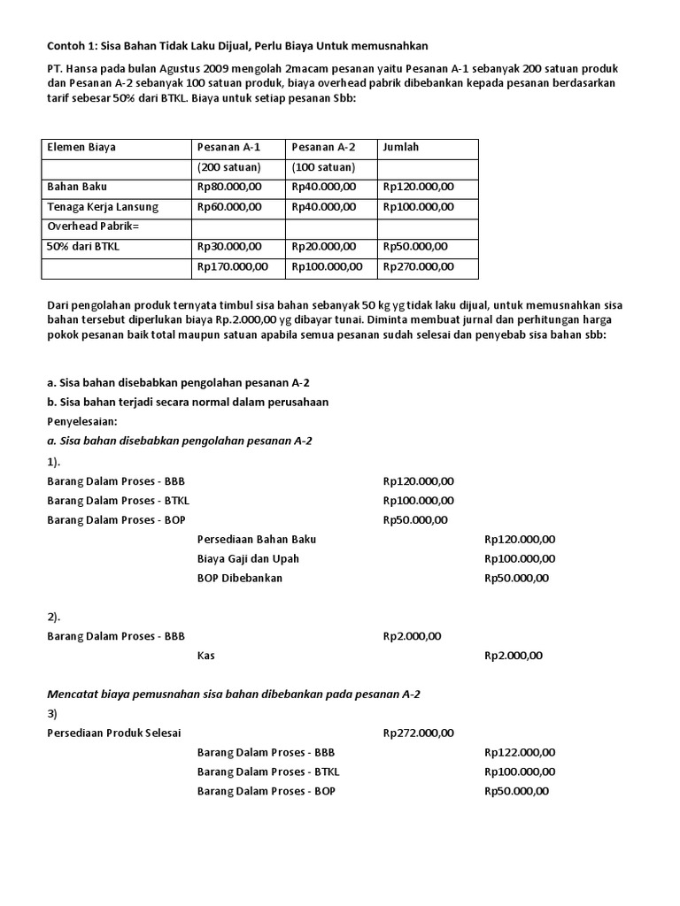 Produk Sisa, Produk Rusak, Produk Cacat | PDF