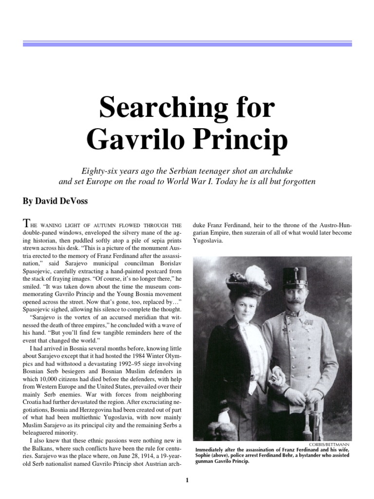 Searching For Gavrilo PRINCIP | PDF | Austria Hungary | Bosnia And ...