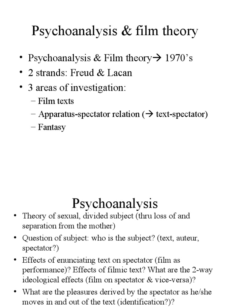 Psychoanalysis in Film Theory Explained | PDF | Id | Psychoanalysis
