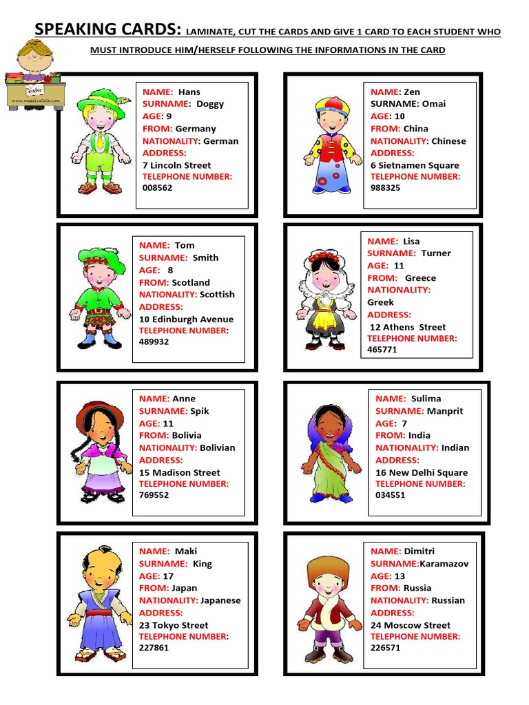 Speaking Cards by Me 1 | PDF
