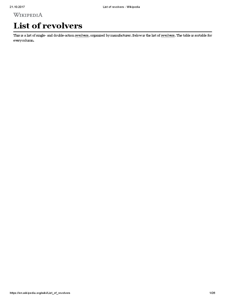 List of Revolvers - Wikipedia | PDF | Revolver | Firearms