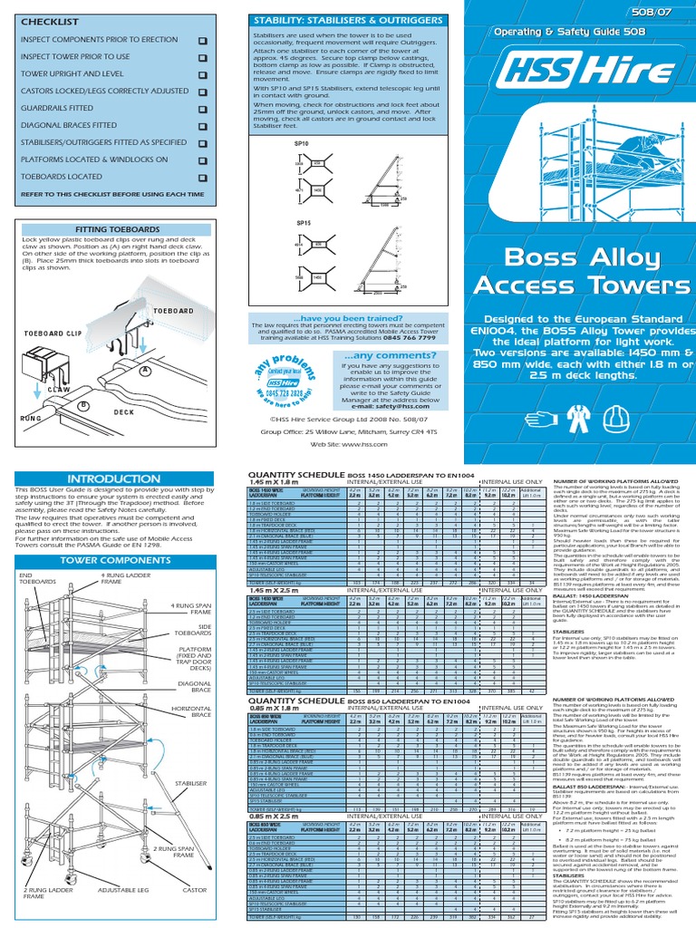 HSS Hire - Scaffold Towers | PDF | Scaffolding | Ladder