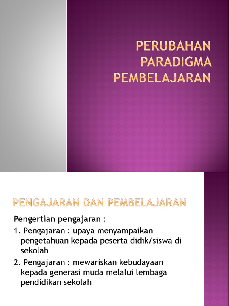 Perubahan Paradigma Pembelajaran | PDF