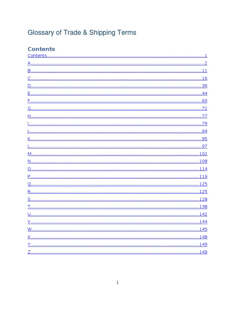 Glossary of Trade & Shipping | PDF | Dumping (Pricing Policy) | Asean ...