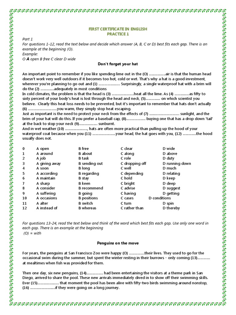 First Certificate in English Test 1 | PDF | Observatory | Science