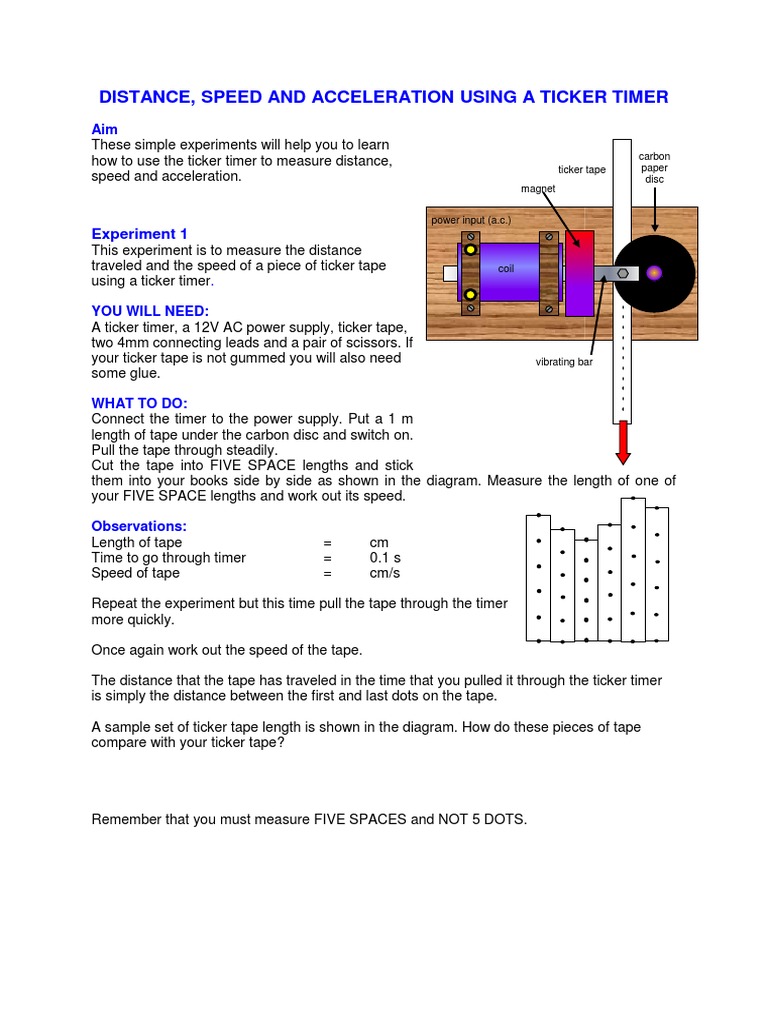 Ticker Timer Activity | Force | Physics & Mathematics | Free 30-day ...