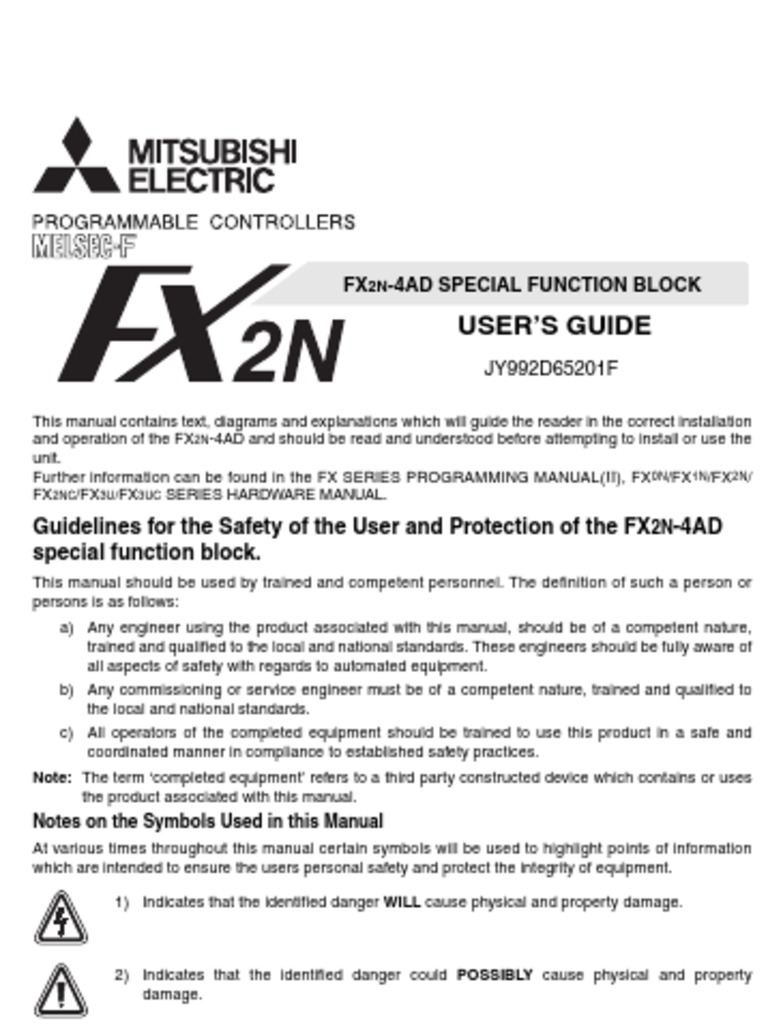 FX2N-4AD UserGuide JY992D65201-F PDF | PDF | Analog To Digital Converter | Programmable Logic ...