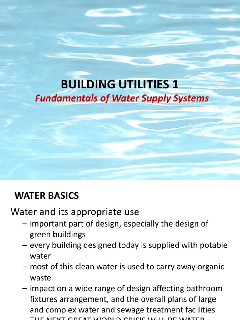 Lecture 1 Fundamentals of Water Supply Systems 2 | PDF | Pump | Aquifer