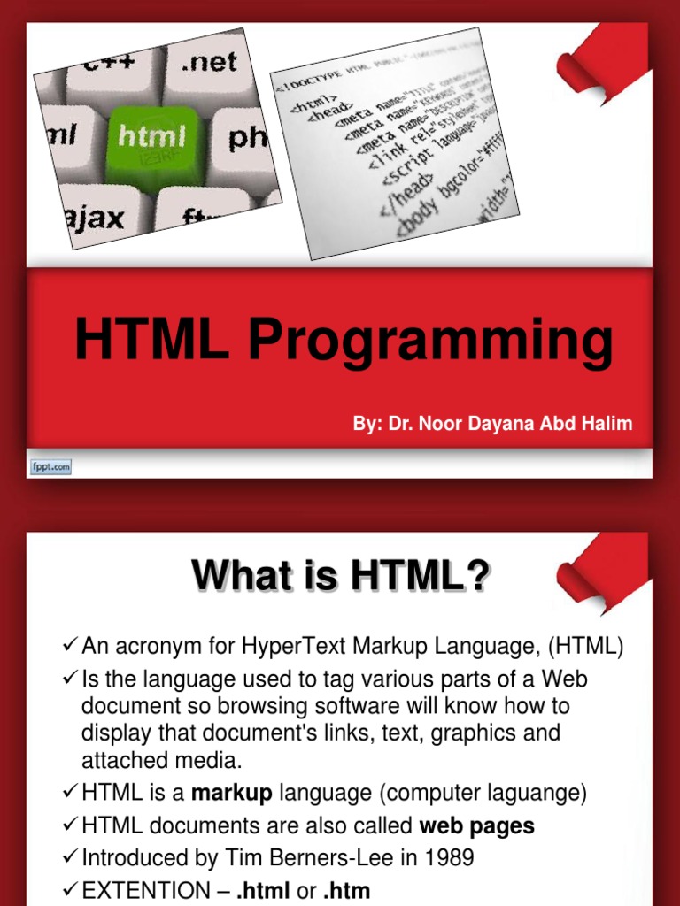 Html Programming By Dr Noor Dayana Abd Halim Pdf Html Html Element