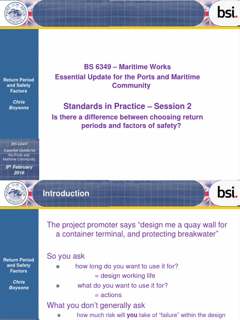BS 6349 PIANC Return Period and Safety Factors | PDF | Crane (Machine) | Risk