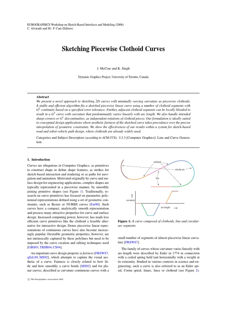 Sketching Piecewise Clothoid Curves | PDF | Curvature | Spline ...