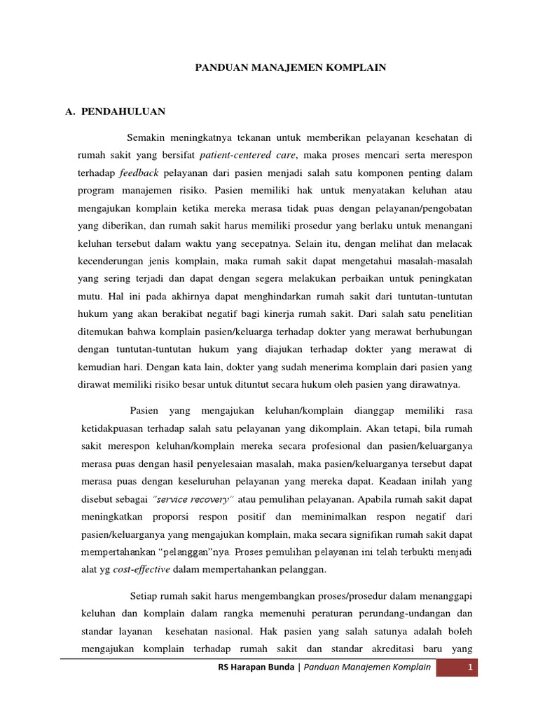 Panduan Manajemen Komplain | PDF