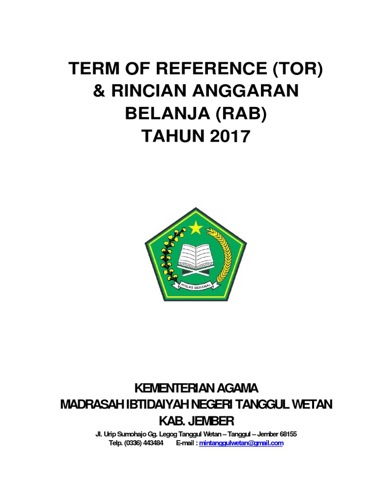 TOR dan RAB MIN Tanggul Wetan 2017 | PDF