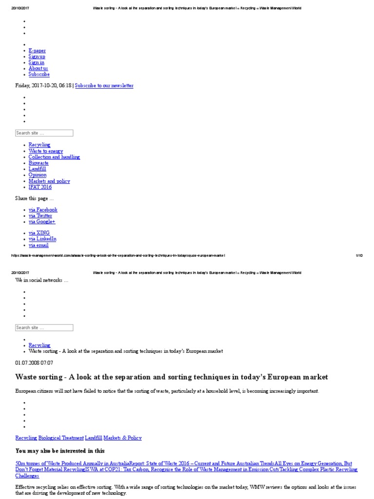 Waste Sorting - A Look at The Separation and Sorting Techniques in ...