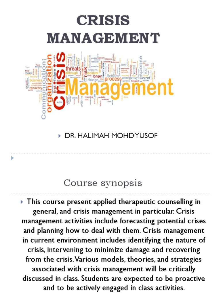 Crisis Management Course Overview | PDF | Crisis Management | Emergency ...