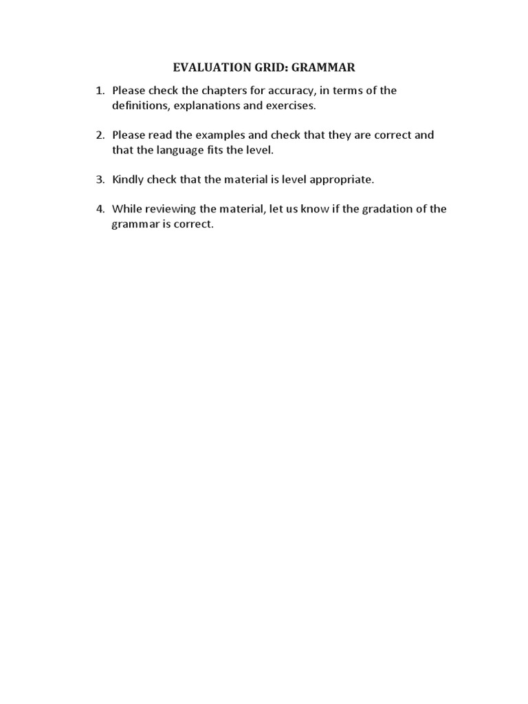 Evaluation Grid | PDF | General Fiction