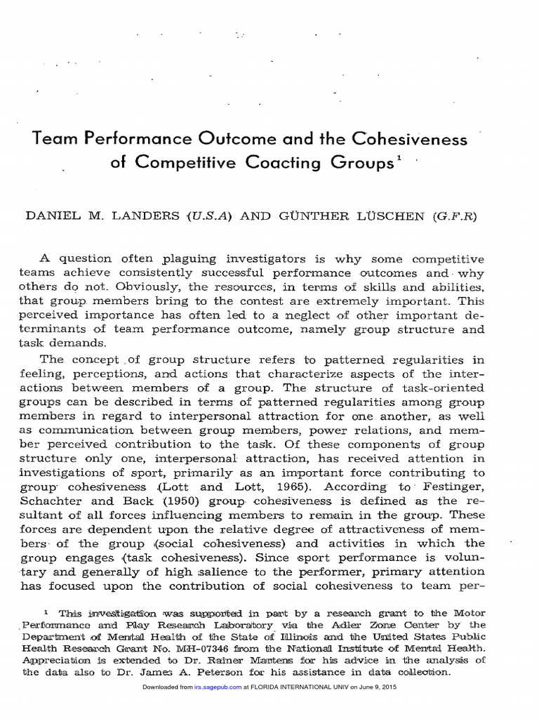 Group Cohesiveness As A Determinant of Success and Member Satisfaction ...