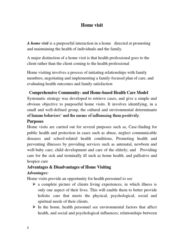 Home Visit | PDF | Preventive Healthcare | Nursing