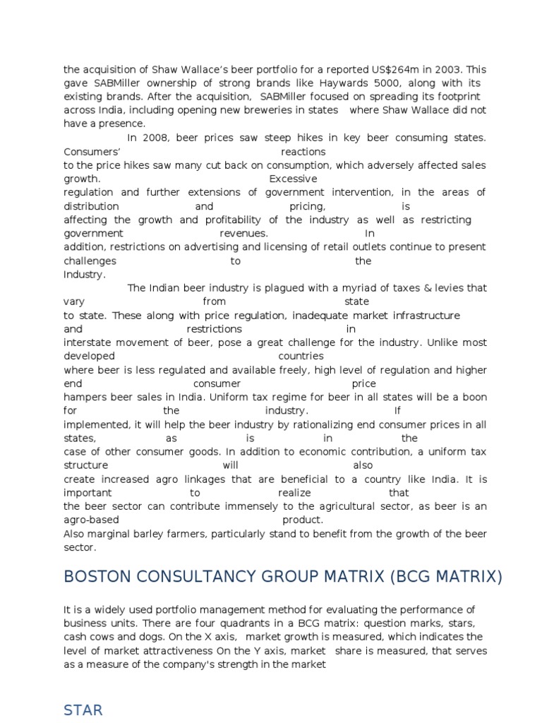 BCG Matrix | PDF | Beer | Brand