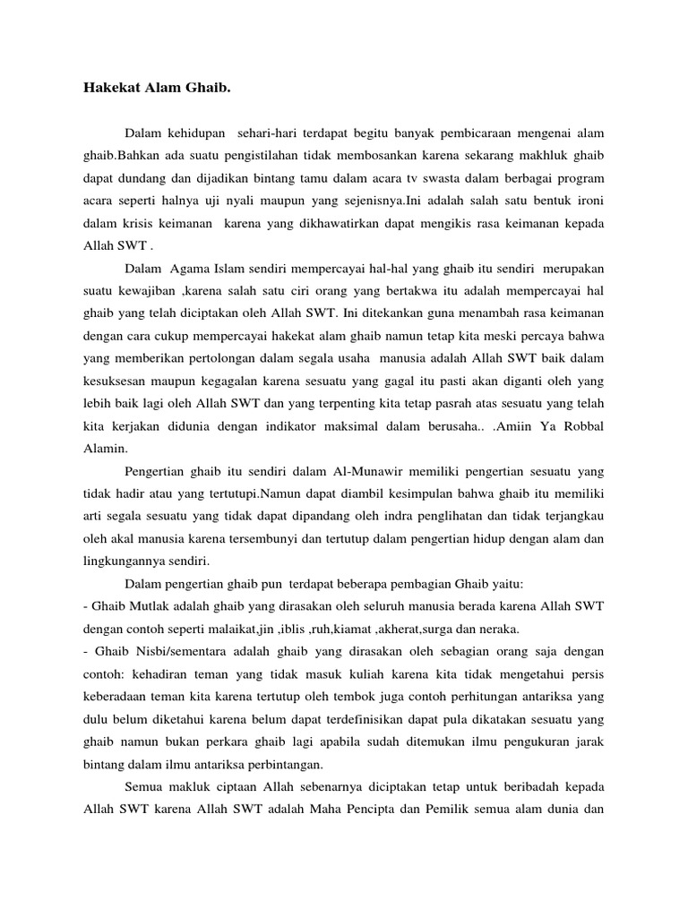 Hakekat Alam Ghaib dalam Islam | PDF