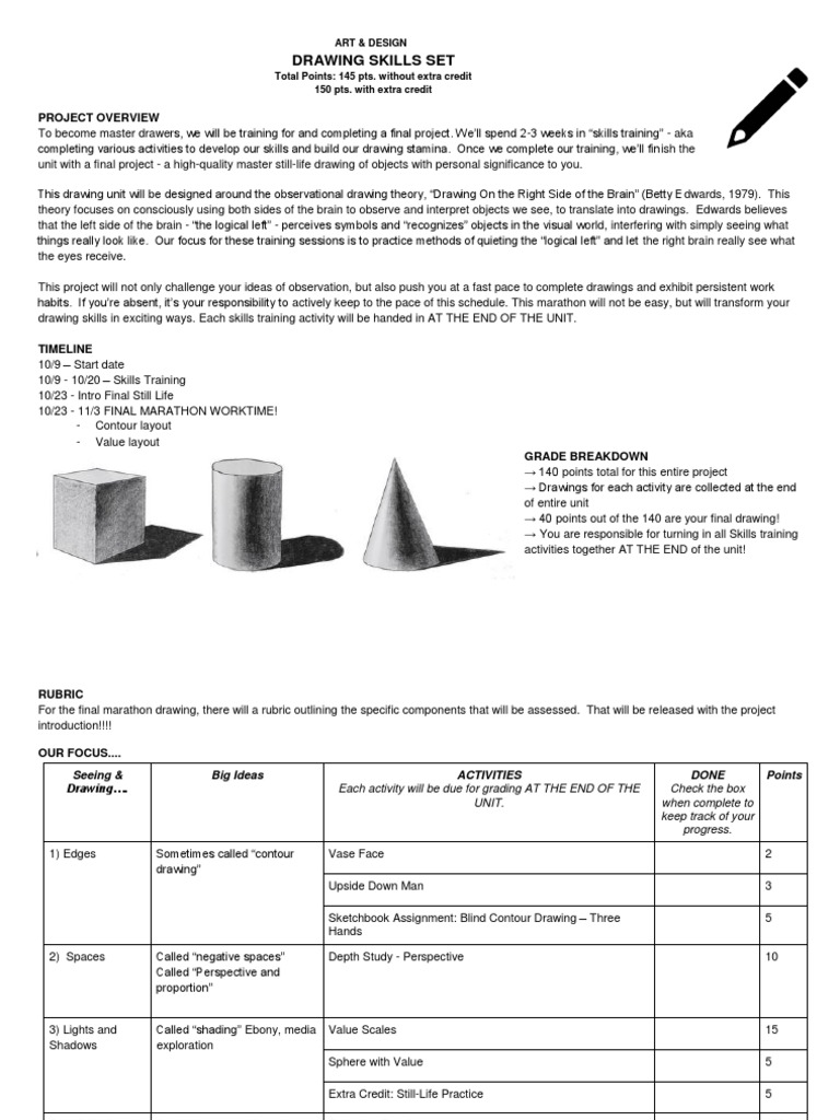 Mastering Drawing Skills: Still-Life Project | PDF | Drawing | Rubric ...