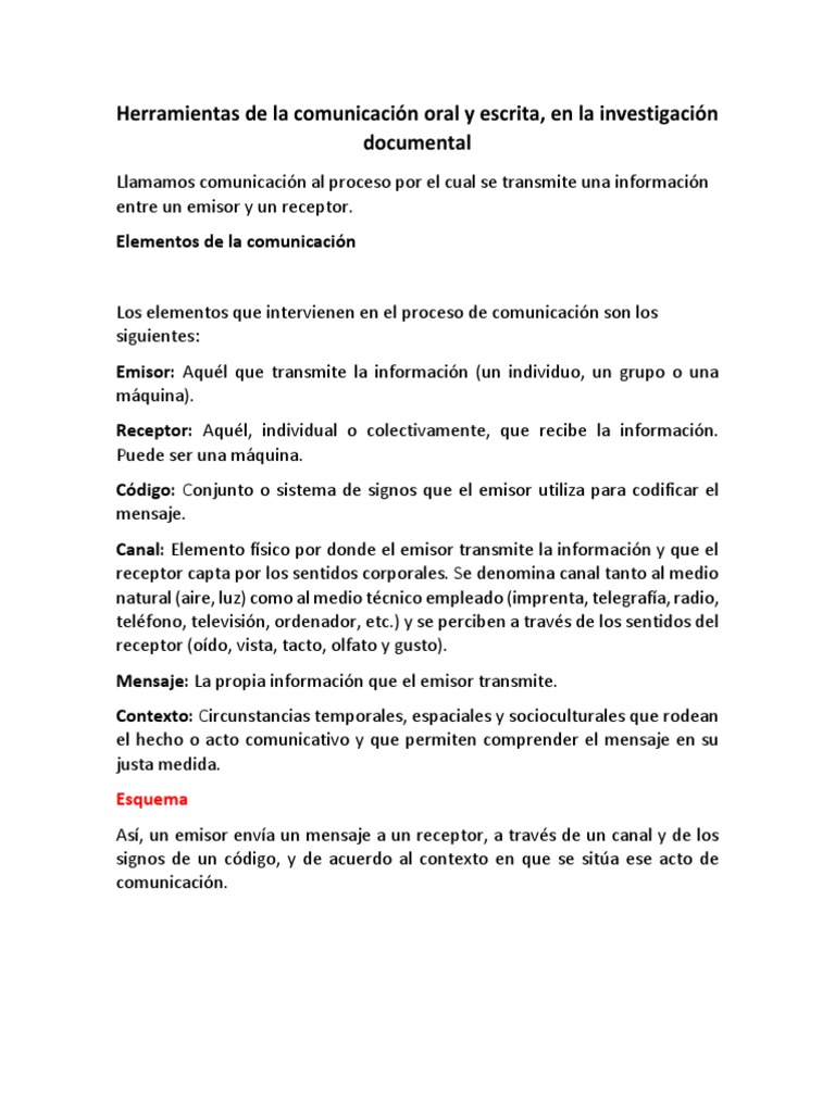 Herramientas de La Comunicación oral y Escrita