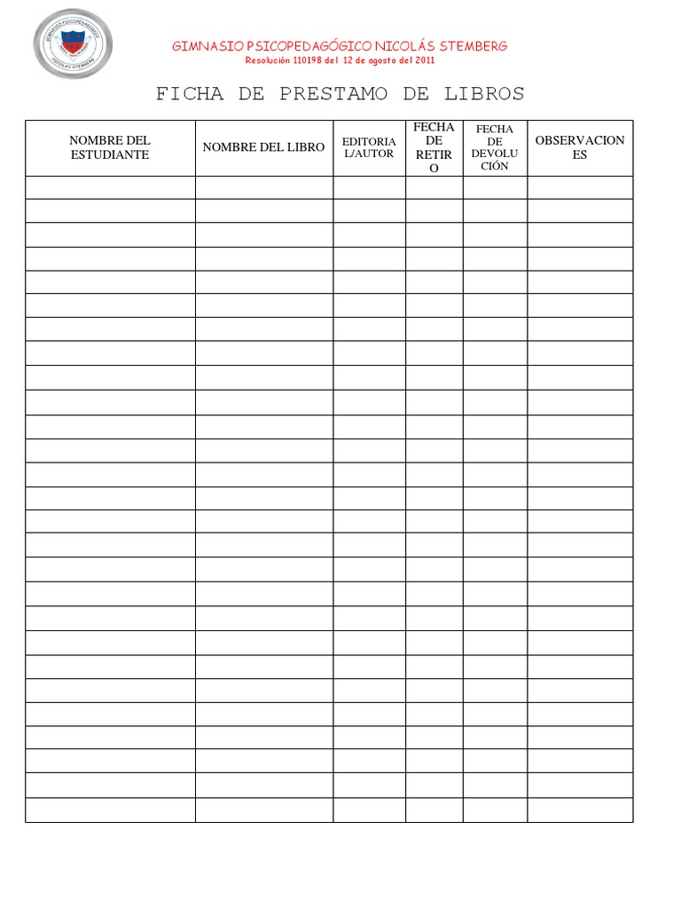 Ficha de Prestamo de Libros | PDF