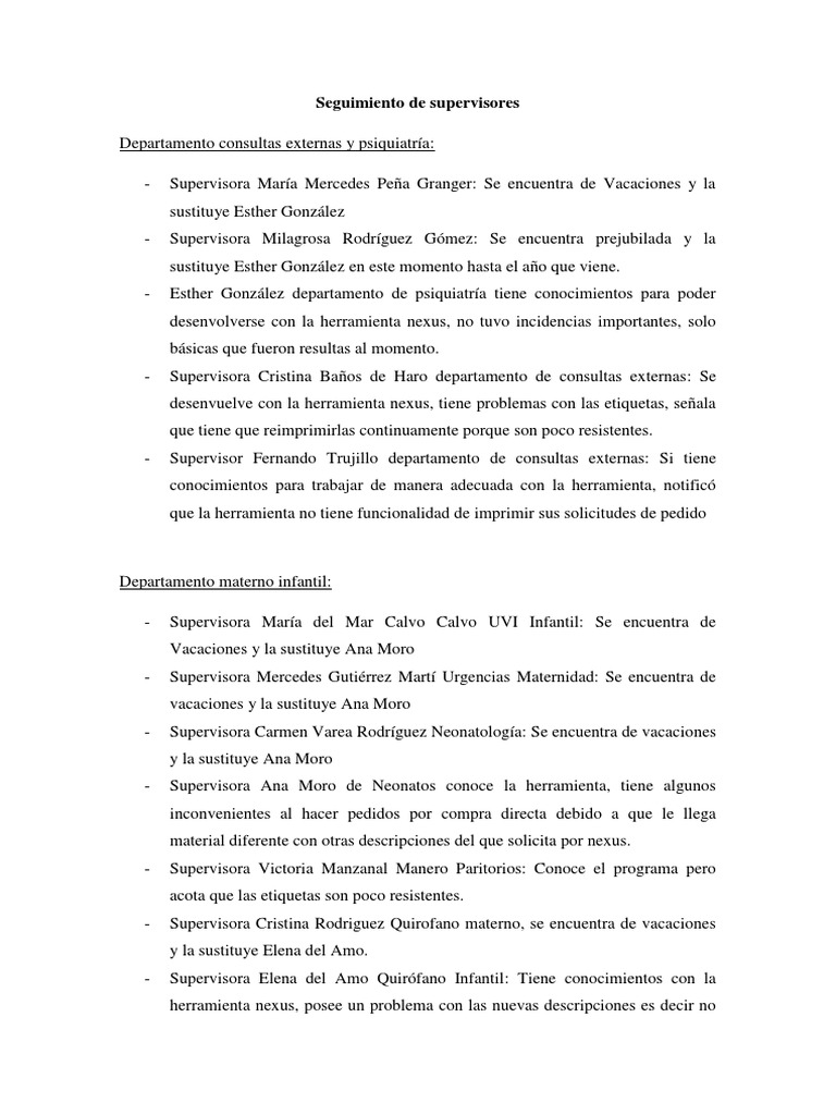 Informe de Supervisores | PDF | Bienestar | Medicina