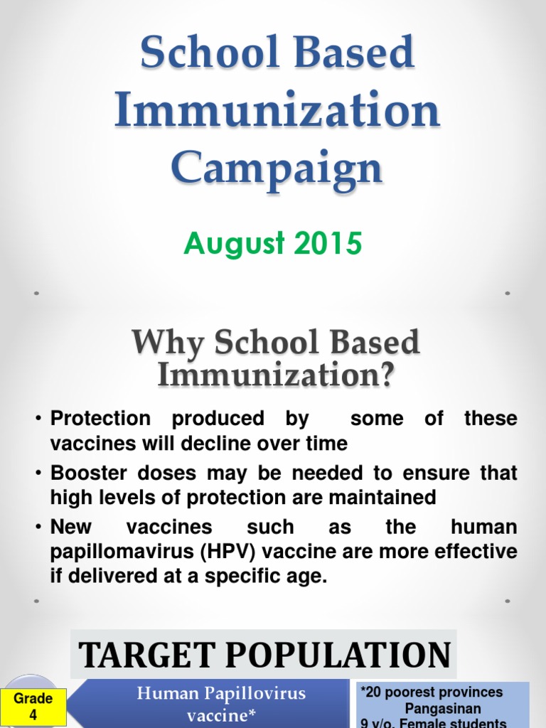 School Based Immunization-August | PDF | Vaccines | Injection (Medicine)