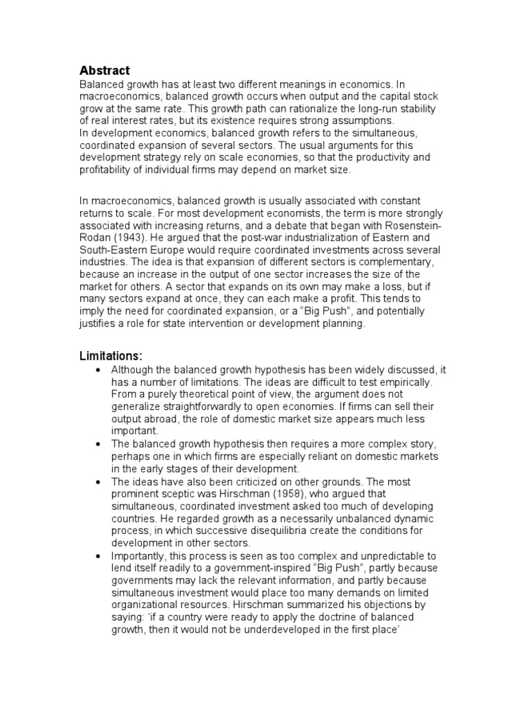 Understanding Balanced Growth Theory | PDF | Development Economics ...