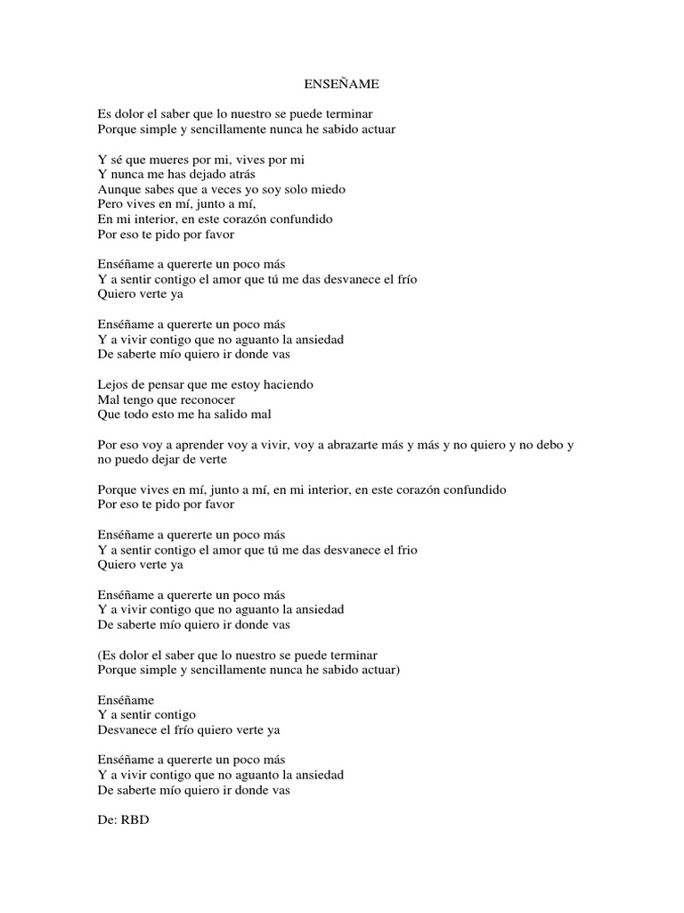Rbd Cancion Pdf Poesía
