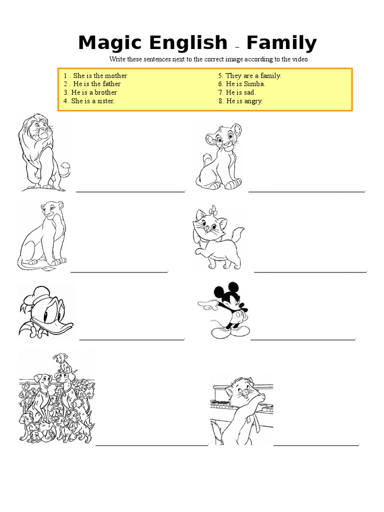 Magic English Family Worksheet | PDF