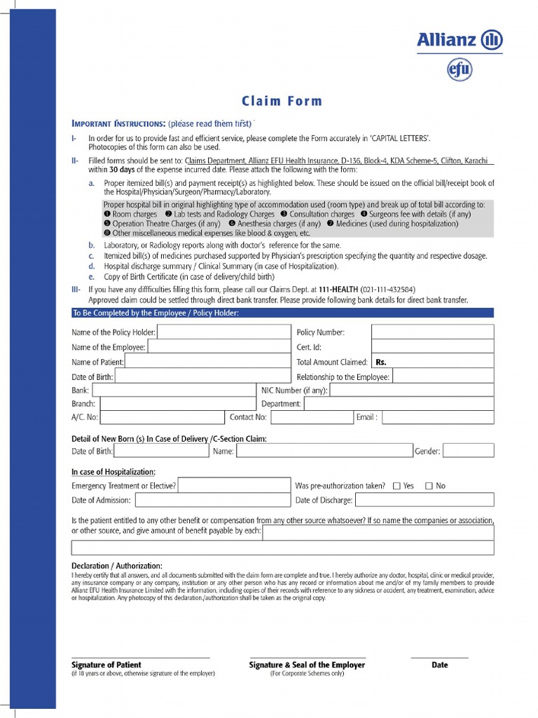 Allianz Claim Form | PDF