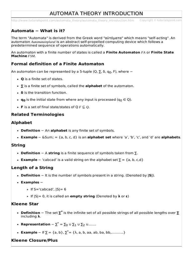 Automata Theory | PDF | Syntax (Logic) | Models Of Computation