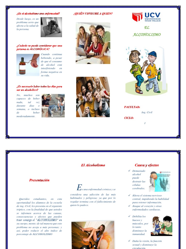 Triptico Del Alcoholismo | PDF | Ciencias de la Salud | Enfermedades y ...