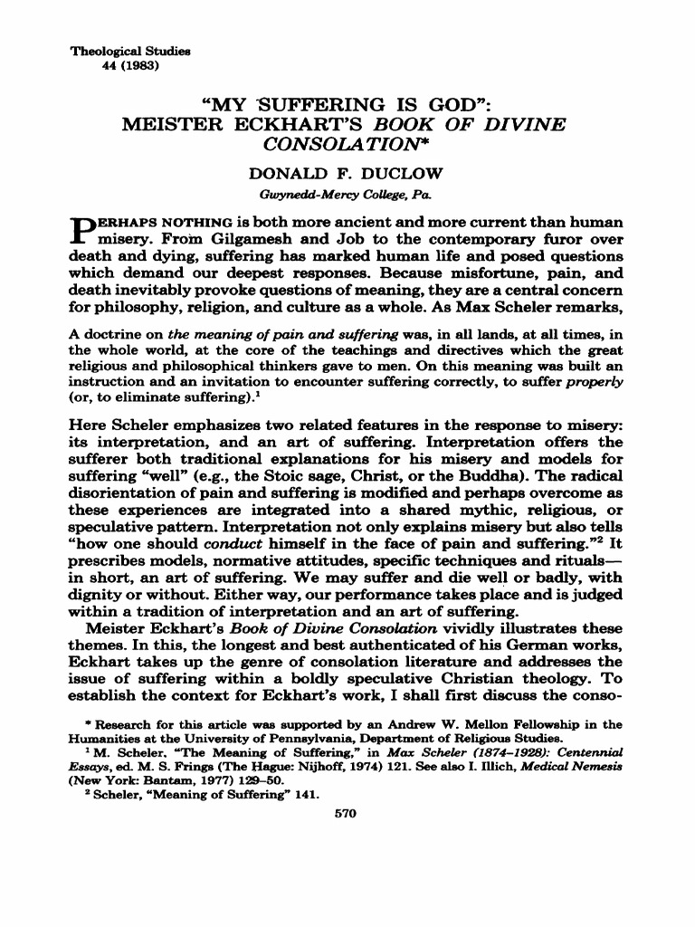 My Suffering Is God - Meister Eckharts Book of Divine Consolation PDF ...