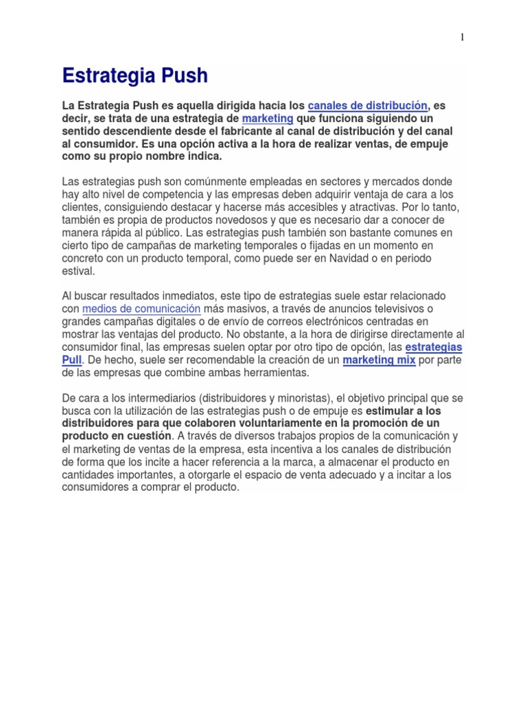Estrategia Push en Marketing y Ventas | PDF | Distribución (comercial ...
