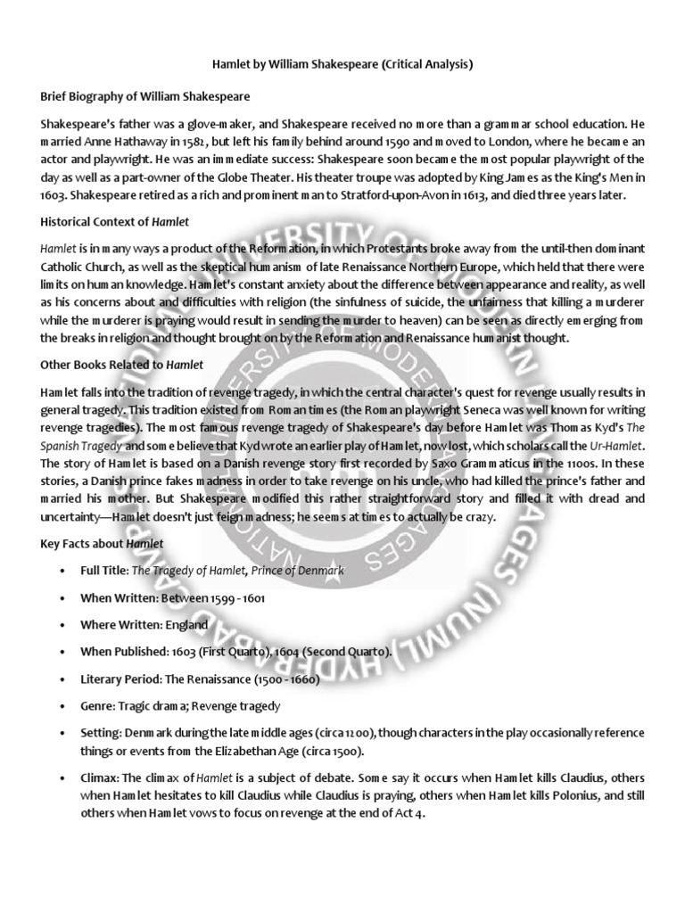 Hamlet by William Shakespeare Notes | PDF | Hamlet | Science