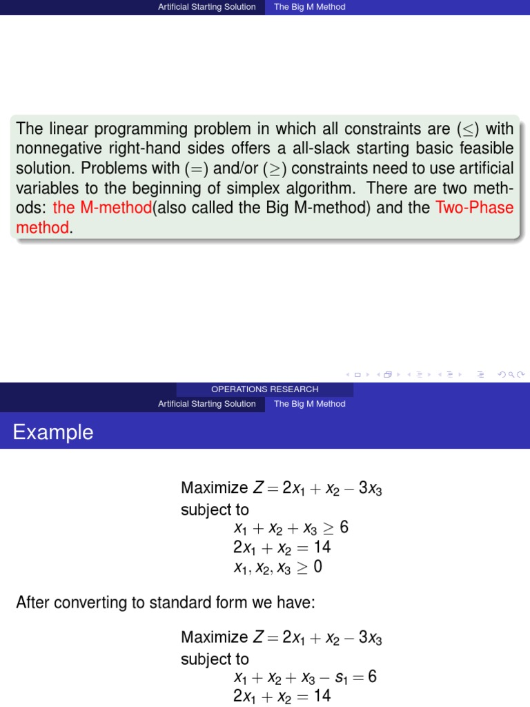 BigM Method | PDF | Mathematical Optimization | Linear Programming