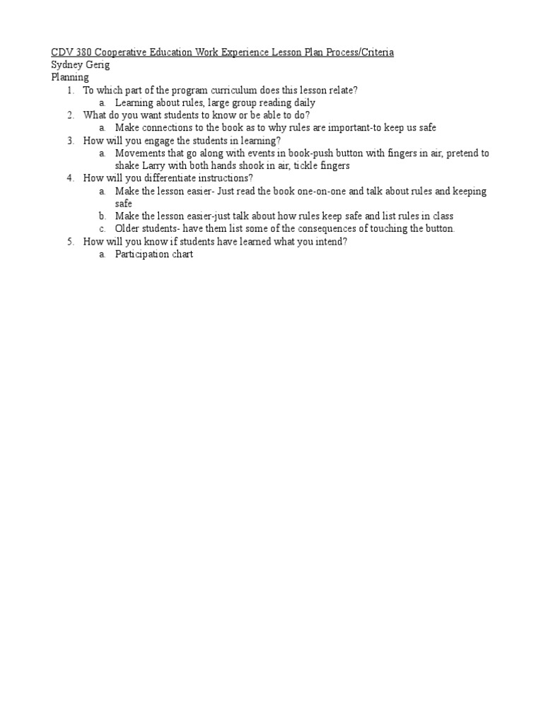 Safety Lesson Plan | PDF | Lesson Plan | Literacy