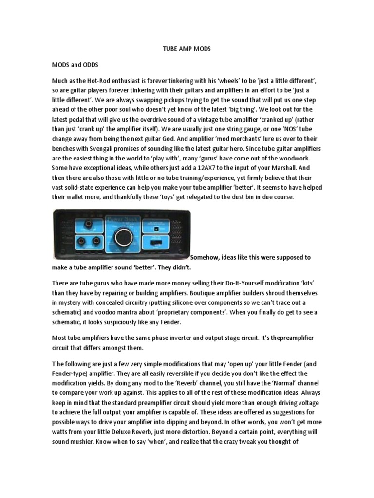 Tube Amp Mods | PDF | Amplifier | Vacuum Tube