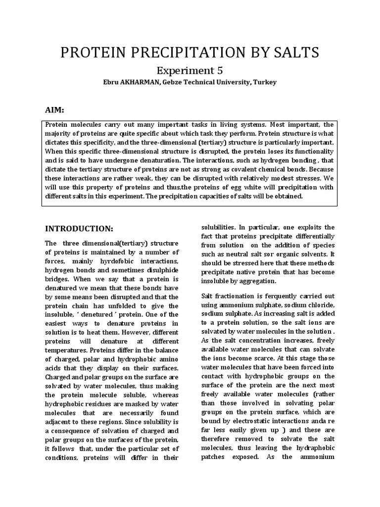 Protein Precipitation By Salts | Solubility | Sodium Chloride