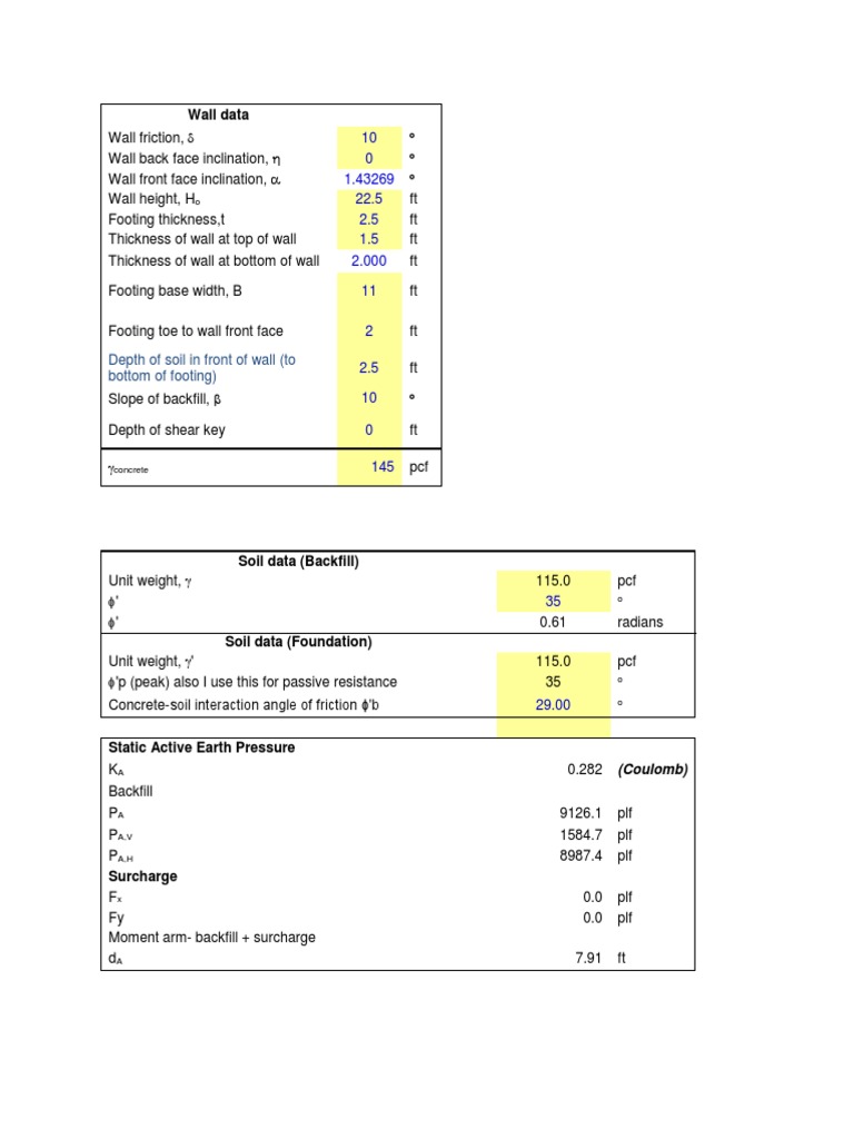 Analysis of Cantilever CIP Retaining Wall | PDF | Mechanics | Building ...
