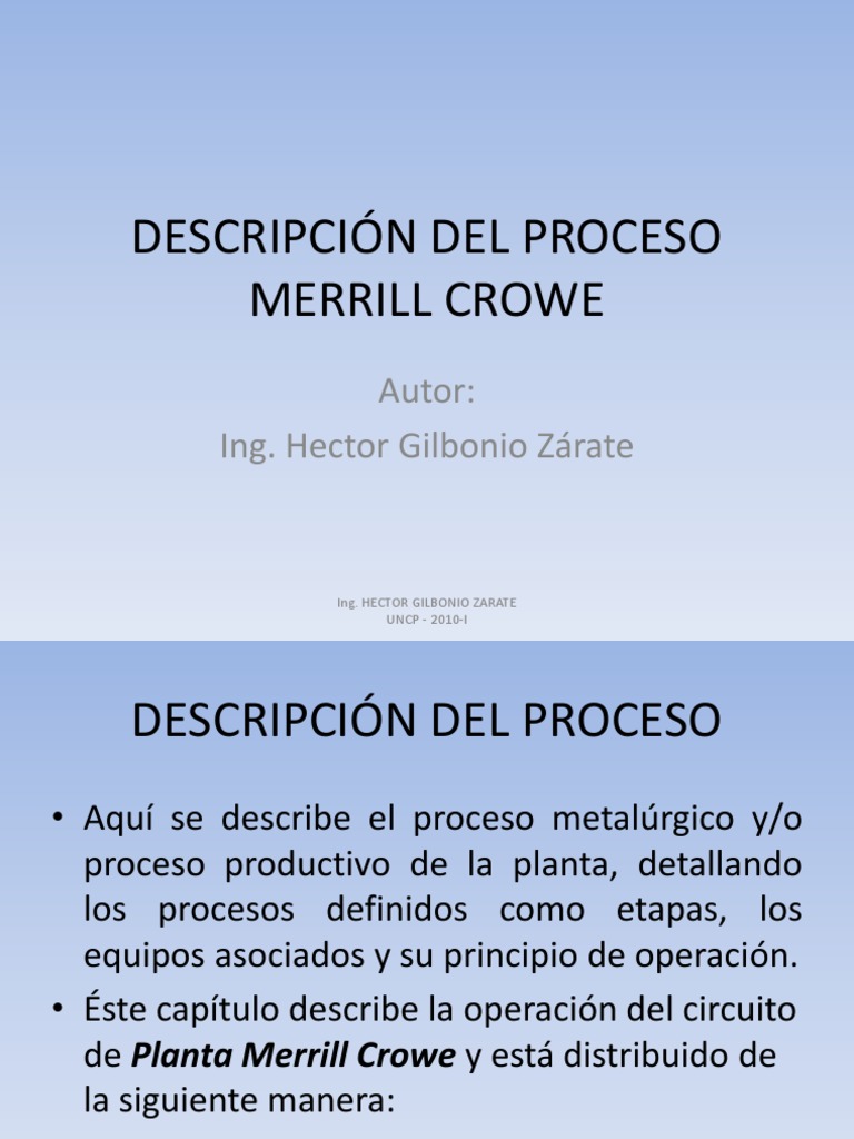 Descripcion Del Proceso Merrill Crowe | PDF