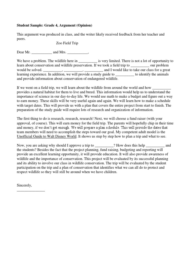 Grade 4 Writing - Student Sample | PDF | Conservation (Ethic ...