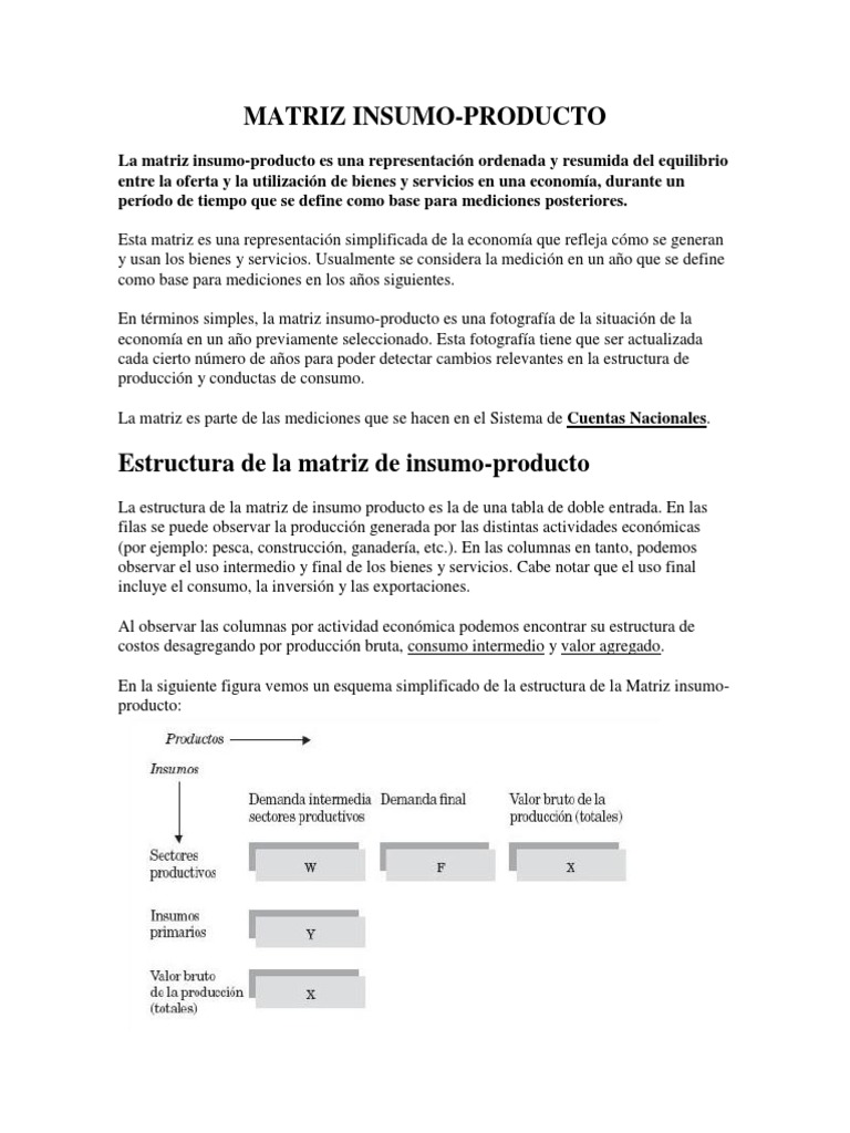 Matriz Insumo | PDF | Matriz (Matemáticas) | Inversiones